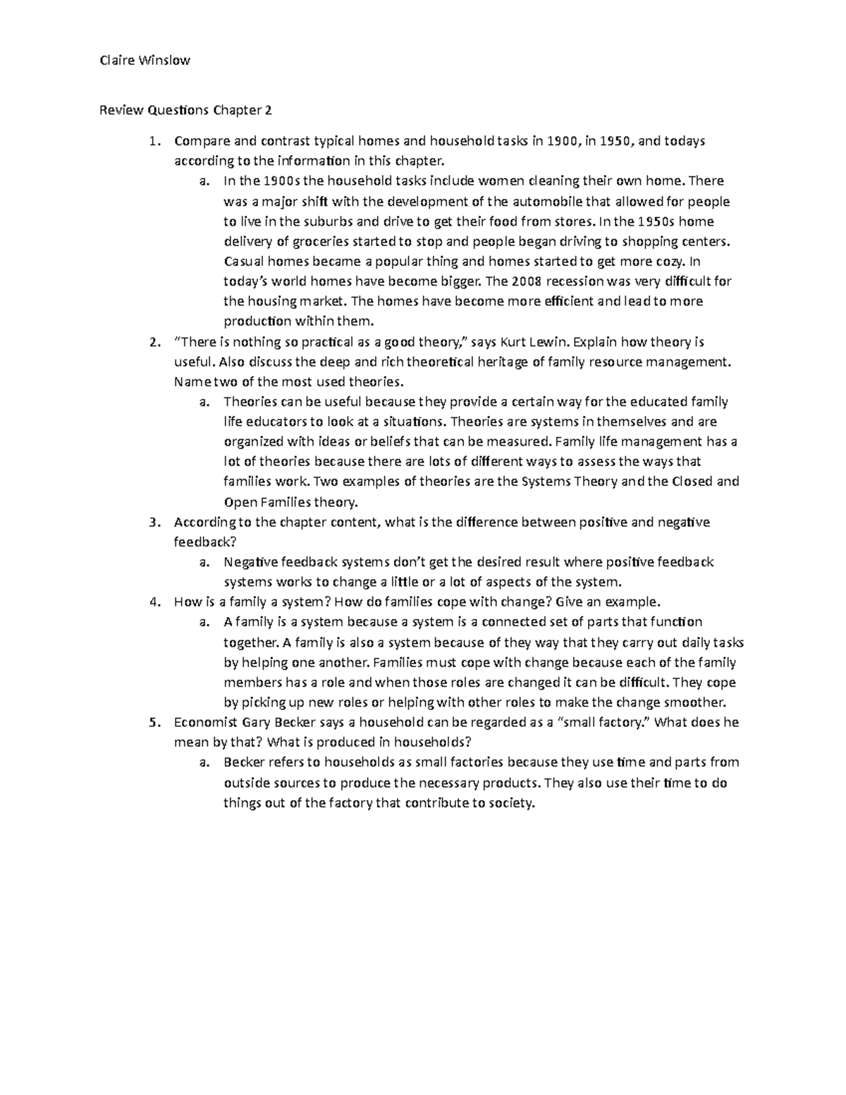 Review Questions Chapter 2 - Claire Winslow Review Questions Chapter 2 ...