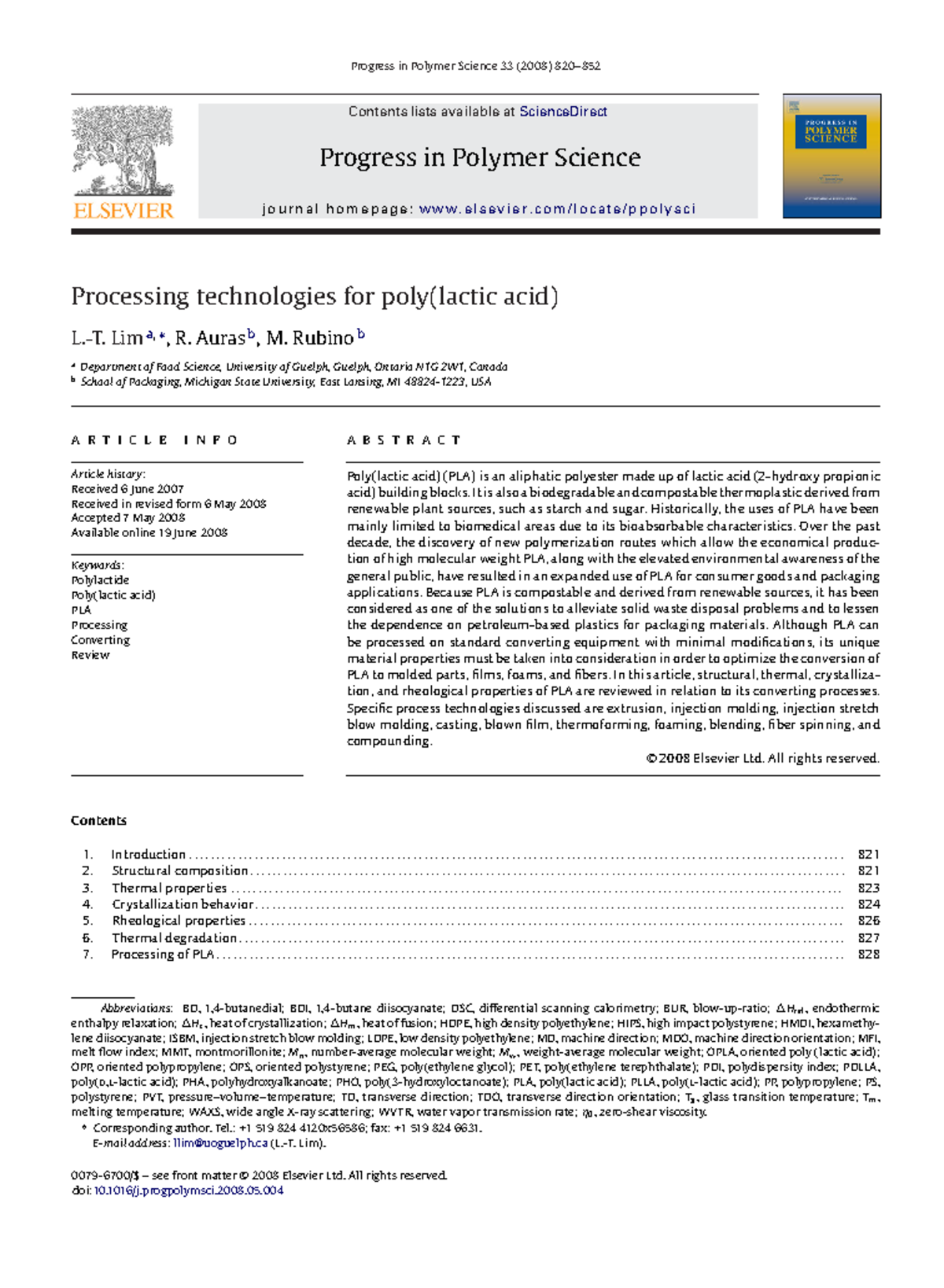 Lecture of materials - Progress in Polymer Science 33 (2008) 820 ...