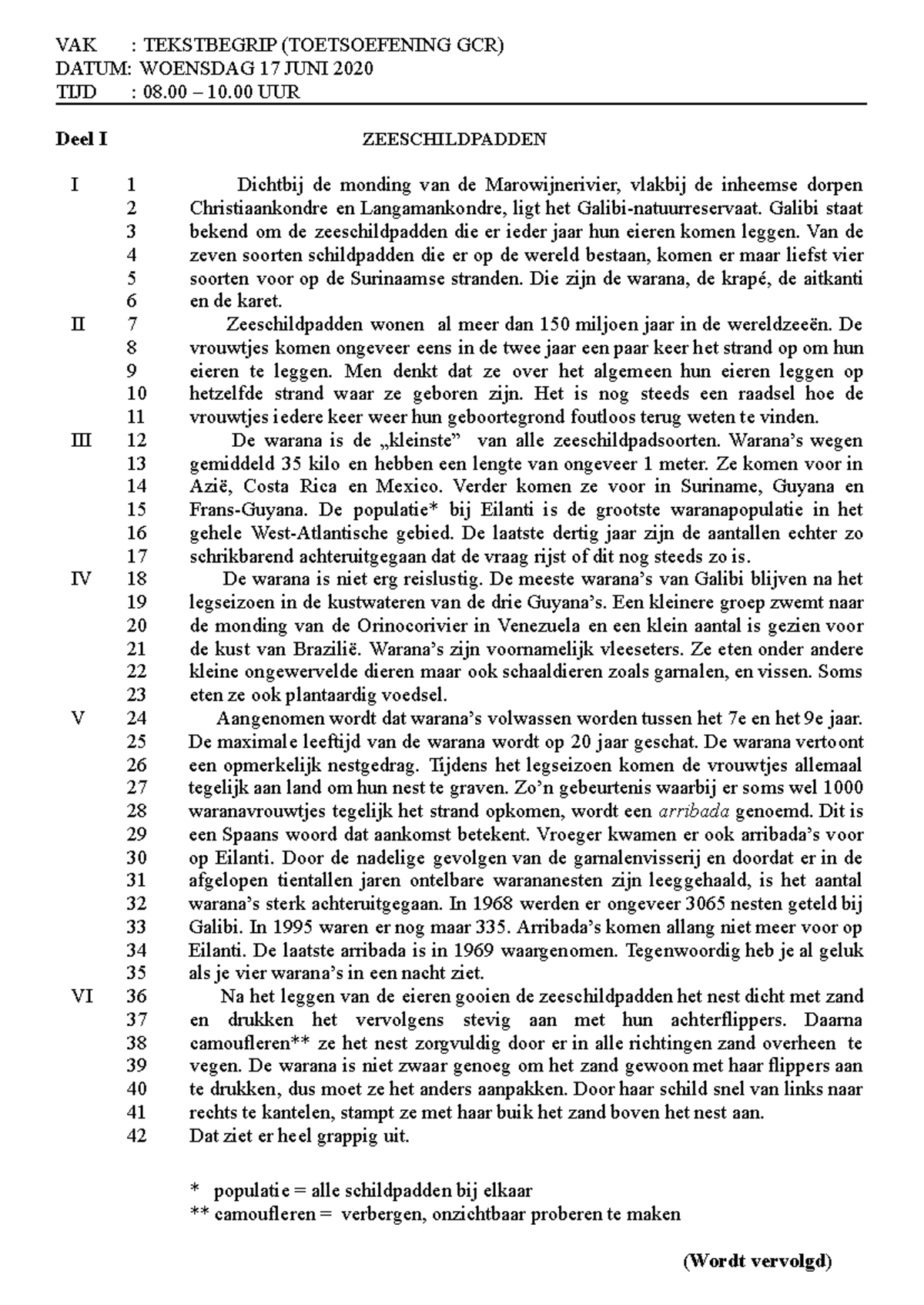 Tekstbegrip oefenen - VAK : TEKSTBEGRIP (TOETSOEFENING GCR) DATUM ...