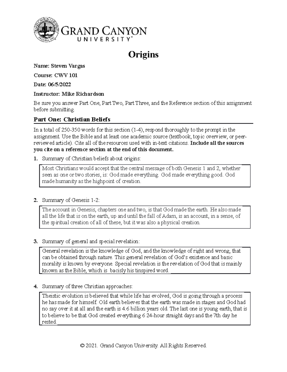 CWV 101 301 RS T2Origins Online - Origins Name: Steven Vargas Course ...