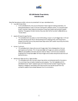 SCS 100 Module Two Activity -A. Locke - SCS 100 Module Two Activity ...