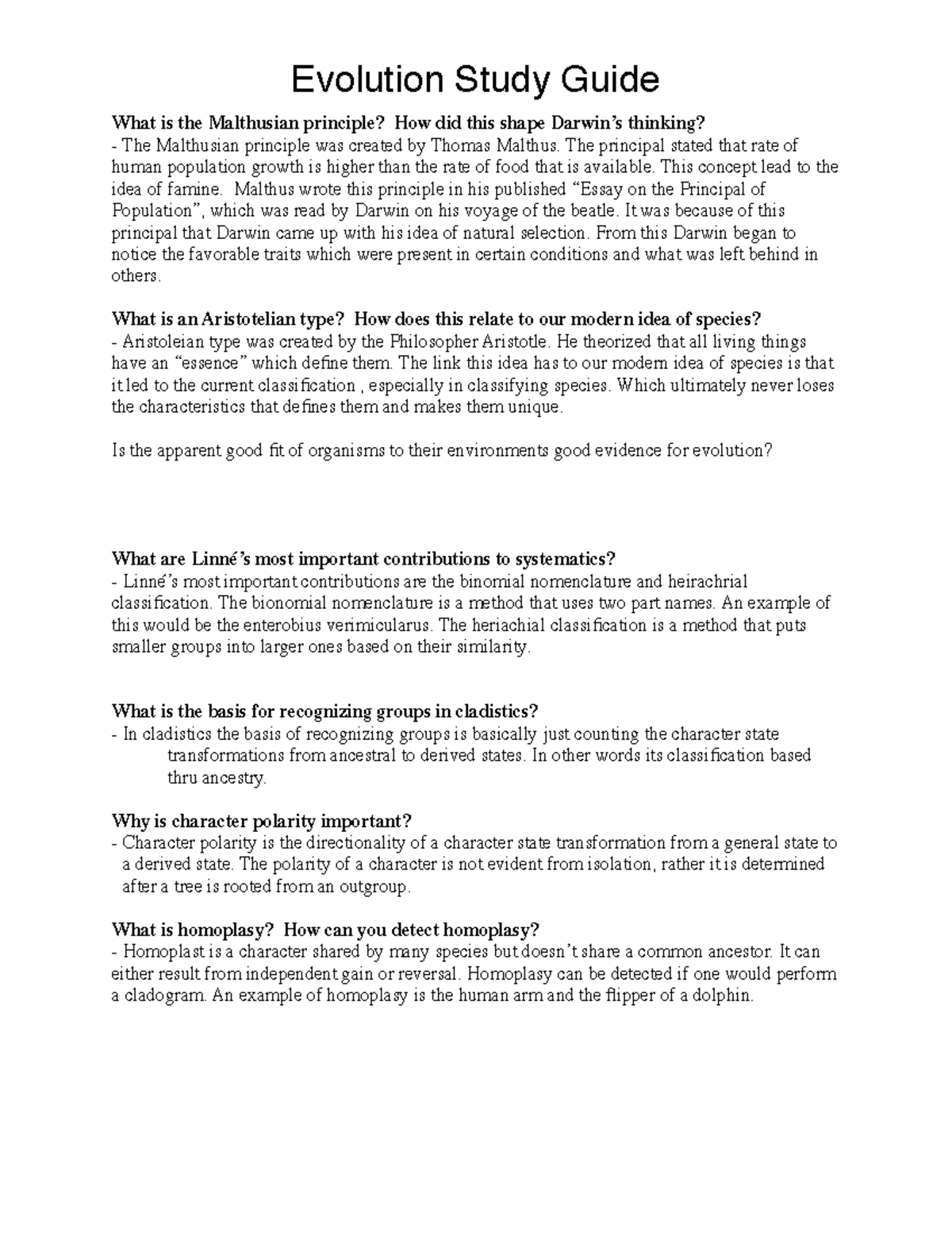 Evolution Study Guide - The principal stated that rate of human ...