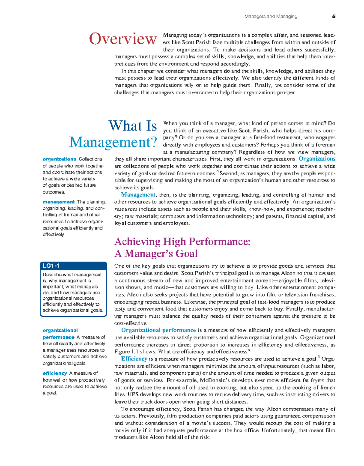 1. Introduction of Management - Managers and Managing 5 Overview ...
