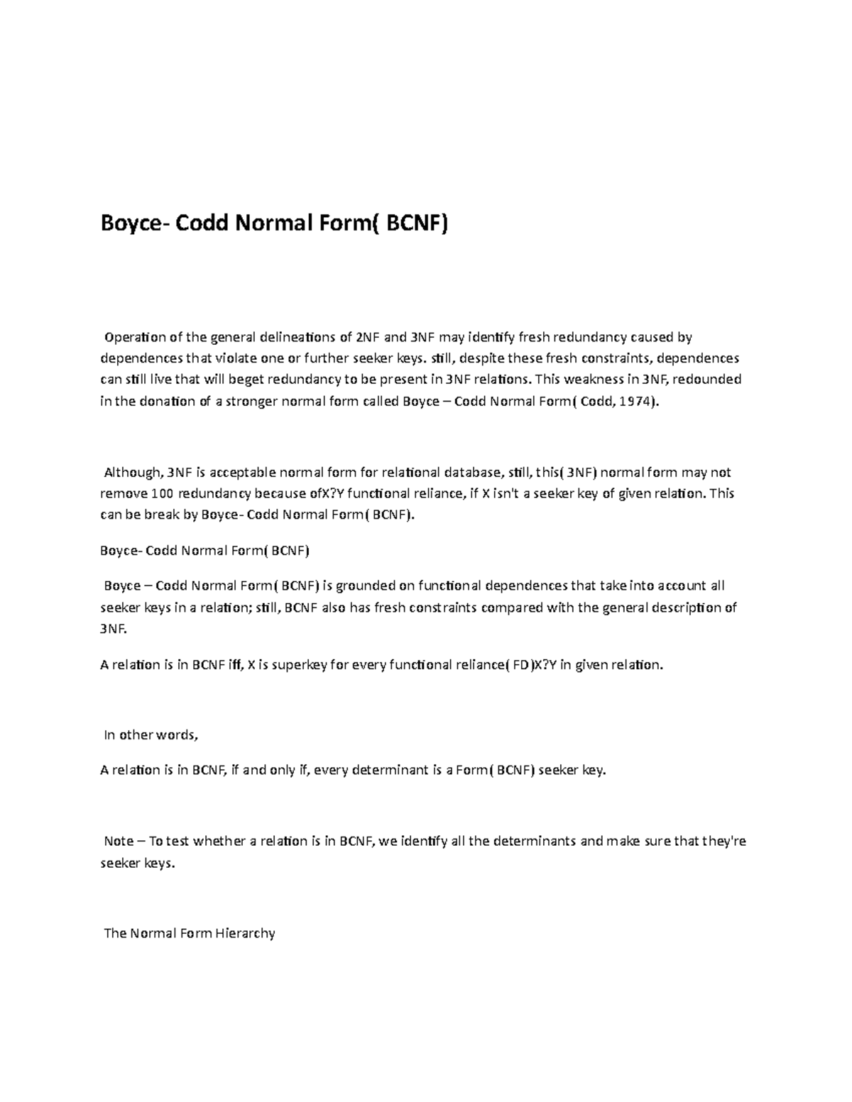 Boyce- Codd Normal Form( BCNF - Boyce- Codd Normal Form( BCNF) Operation of the general ...