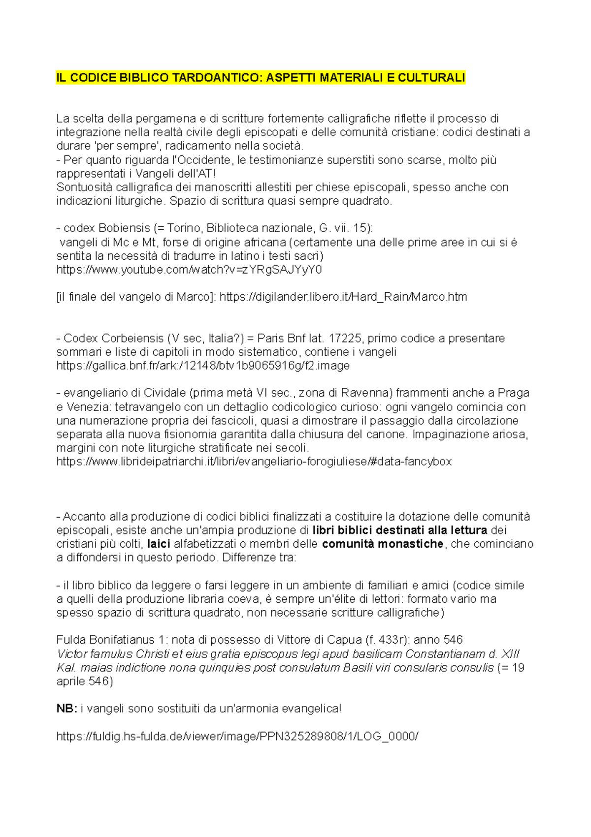 2. il codice biblico tardoantico - IL CODICE BIBLICO TARDOANTICO ...