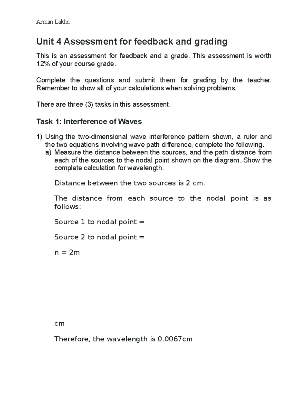 Unit 4 Assessment for feedback and grading - Unit 4 Assessment for ...
