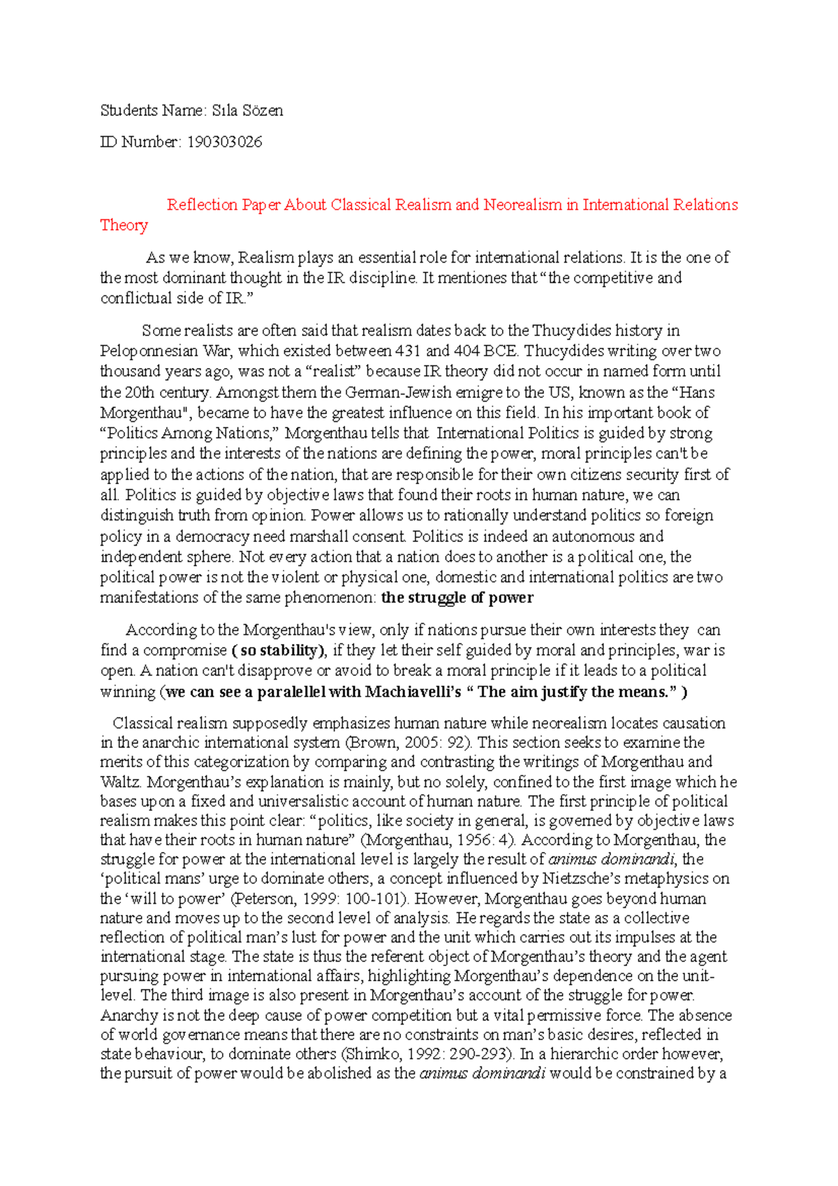 Reflection Paper - Students Name: Sıla Sözen ID Number: 190303026 ...