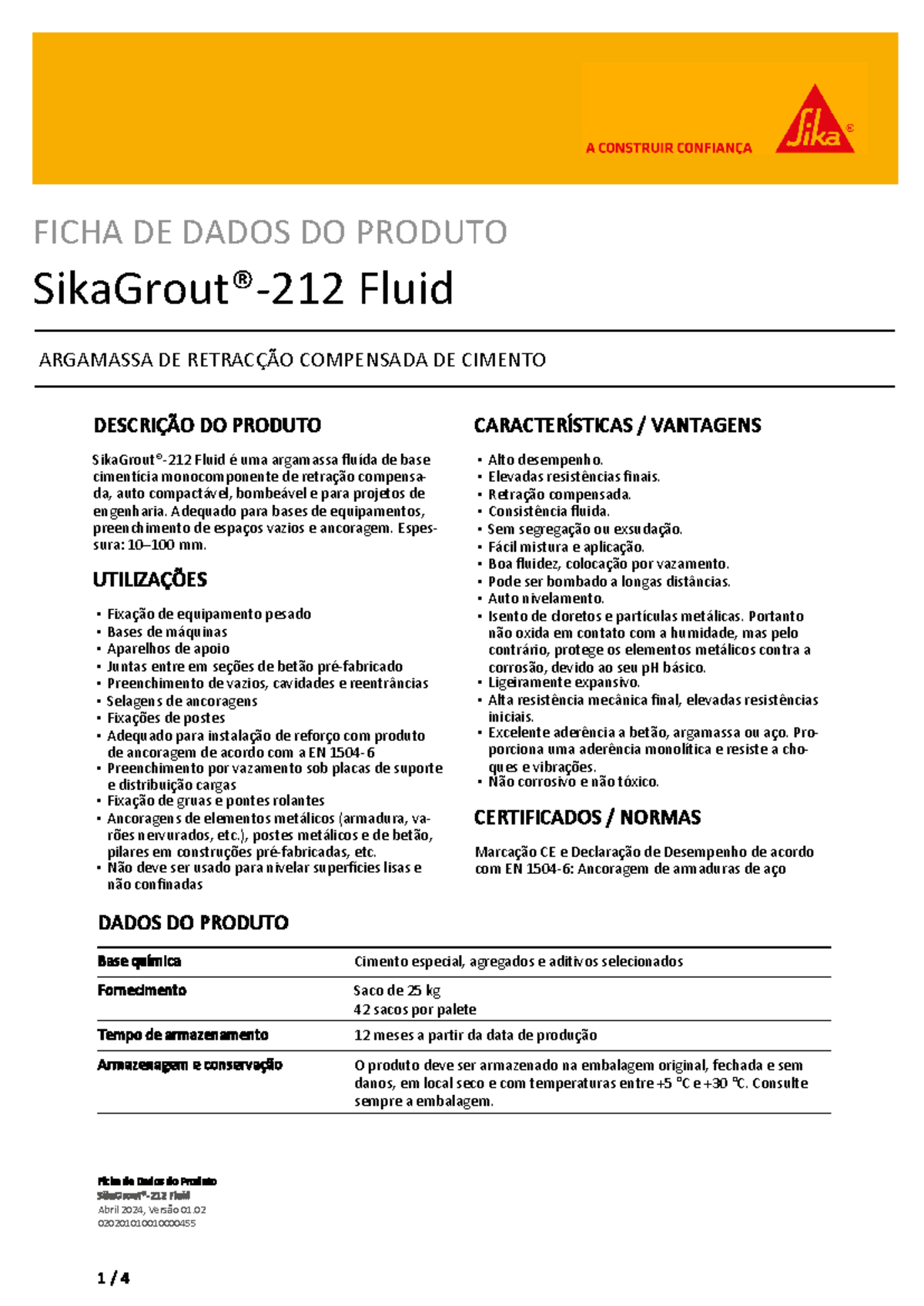 Sikagrout-212-fluid - okkjd nfkmsd f daksnfmlsd vkdf - Ficha de Dados ...