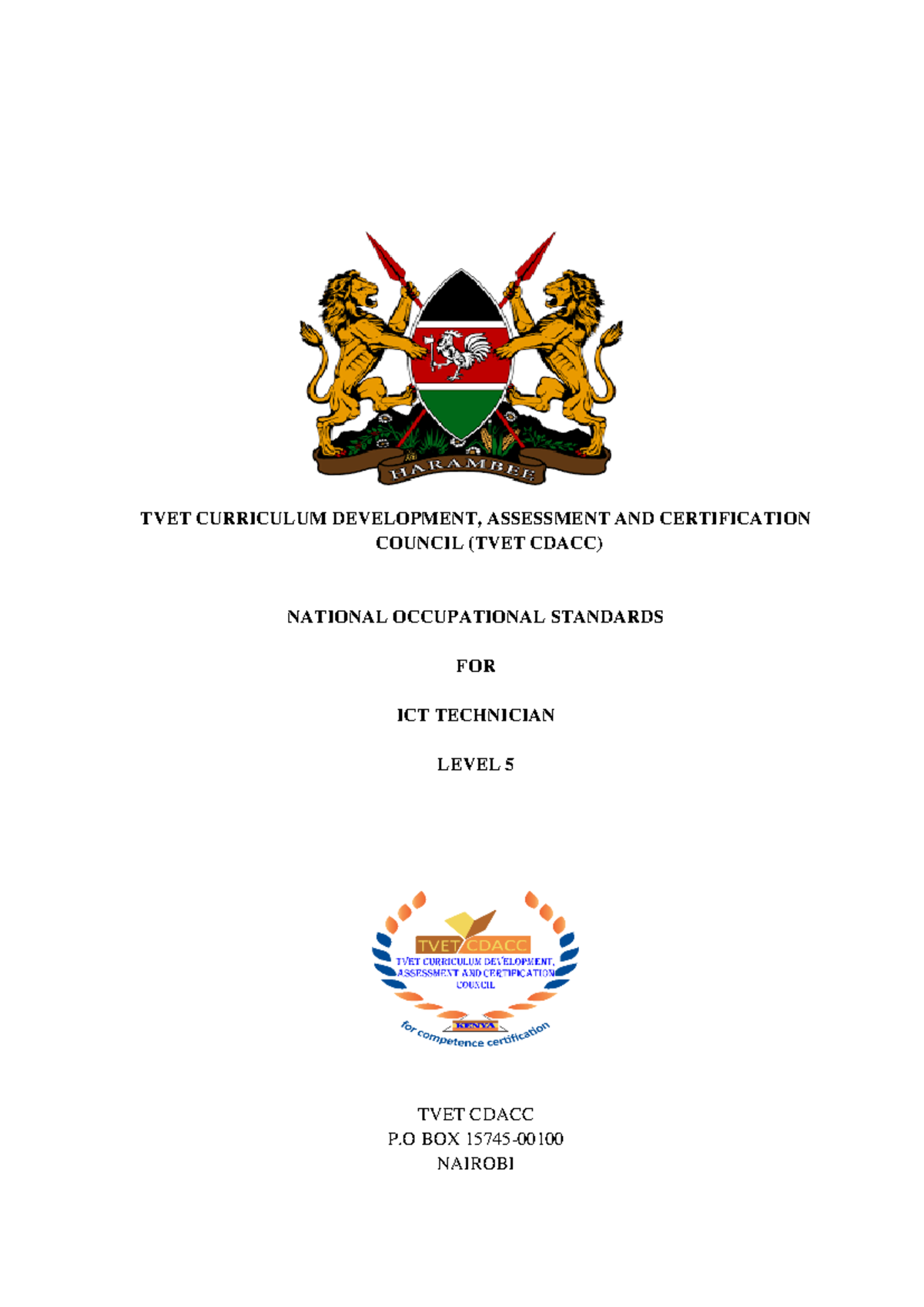 ICT Occupational Standards Level 5 - TVET CURRICULUM DEVELOPMENT ...