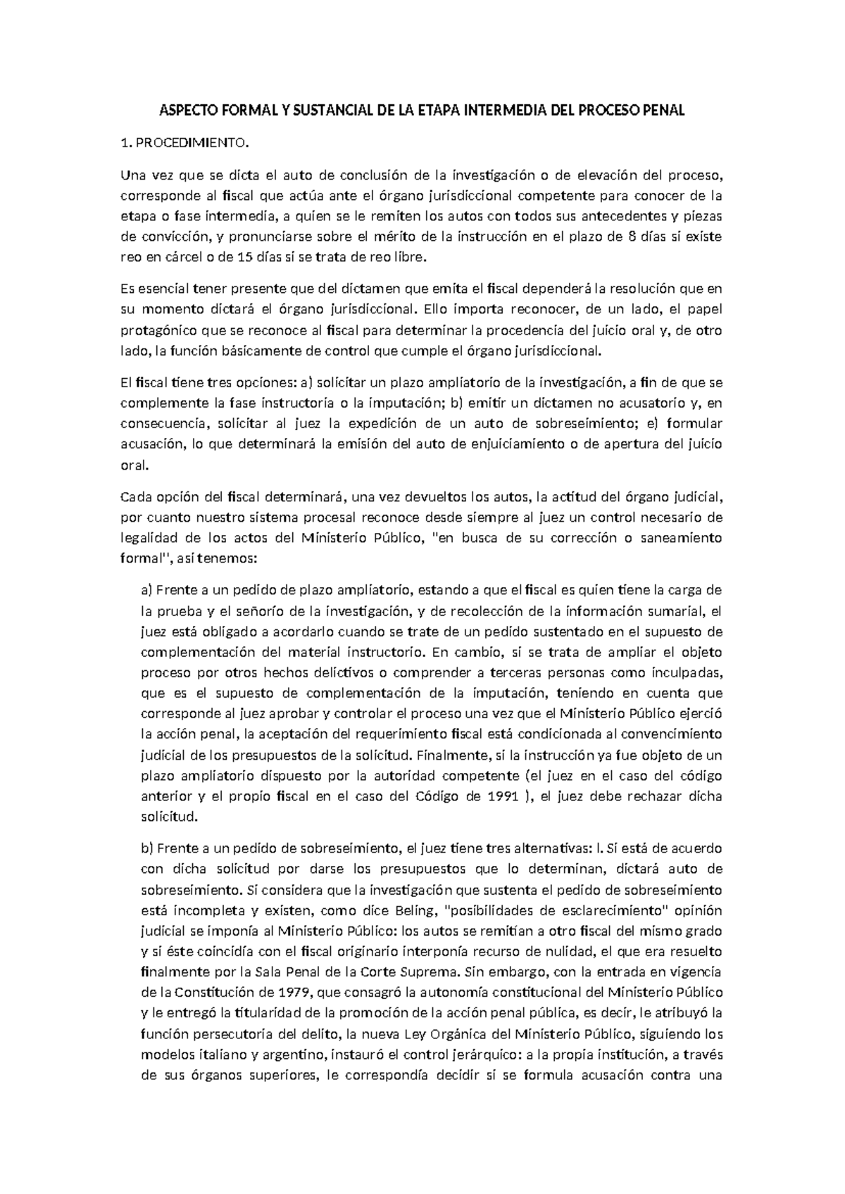 Aspecto Formal Y Sustancial DE LA Etapa Intermedia DEL Proceso Penal ...
