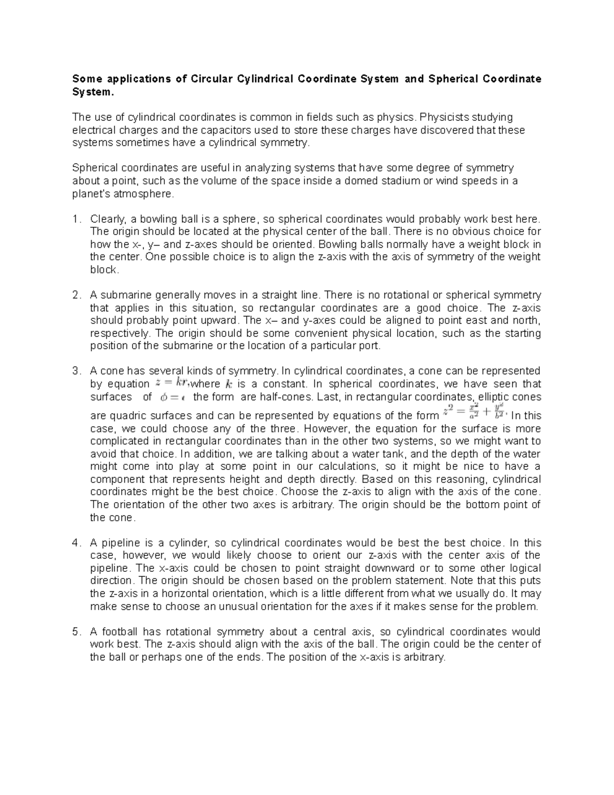 Cartesian To Cylindrical Coordinate System And Vice Versa Some