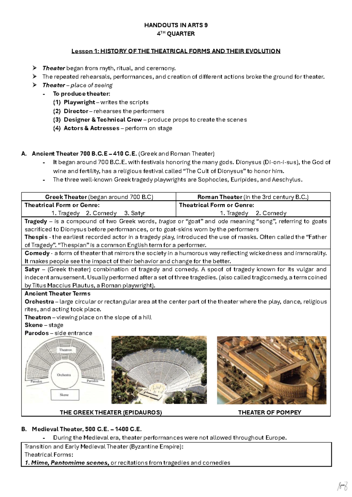 Handouts-IN-ARTS-9 Lesson-1 - HANDOUTS IN ARTS 9 4 TH QUARTER Lesson 1 ...