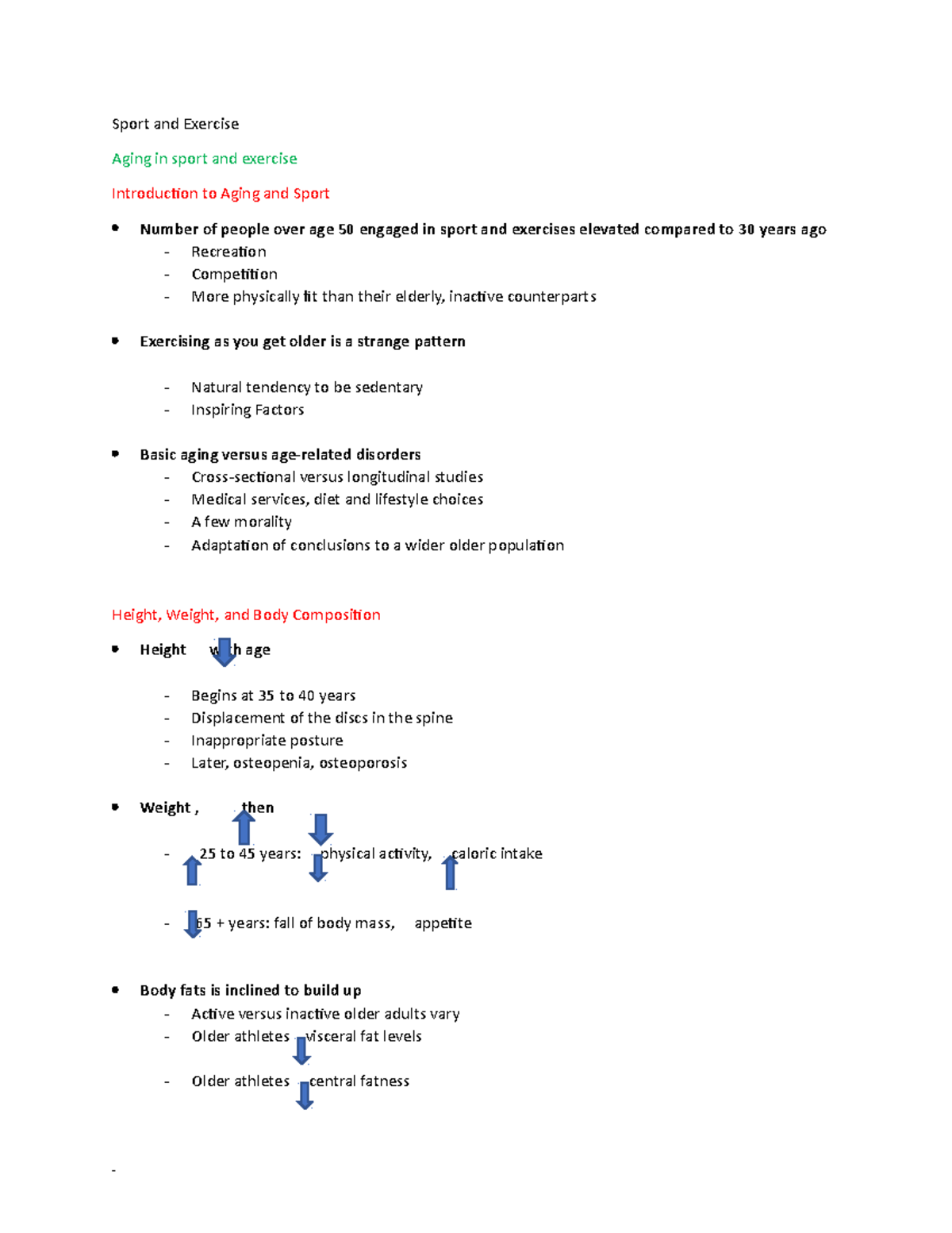 Sport and Exercise ppt - PE AND HEALTH - Sport and Exercise Aging in ...