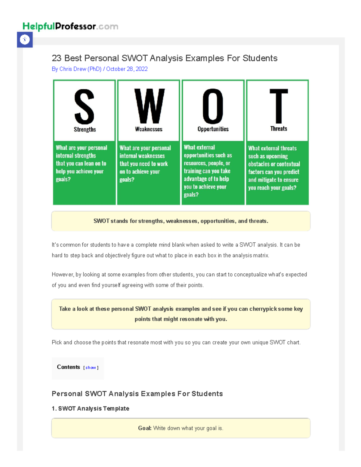 23 Best Personal SWOT Analysis Examples for Students 2023 - 23 Best ...