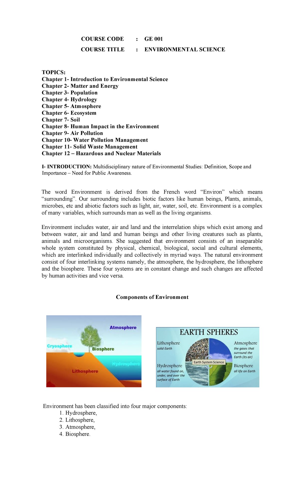 1-Introduction - Thank you - COURSE CODE : GE 001 COURSE TITLE ...