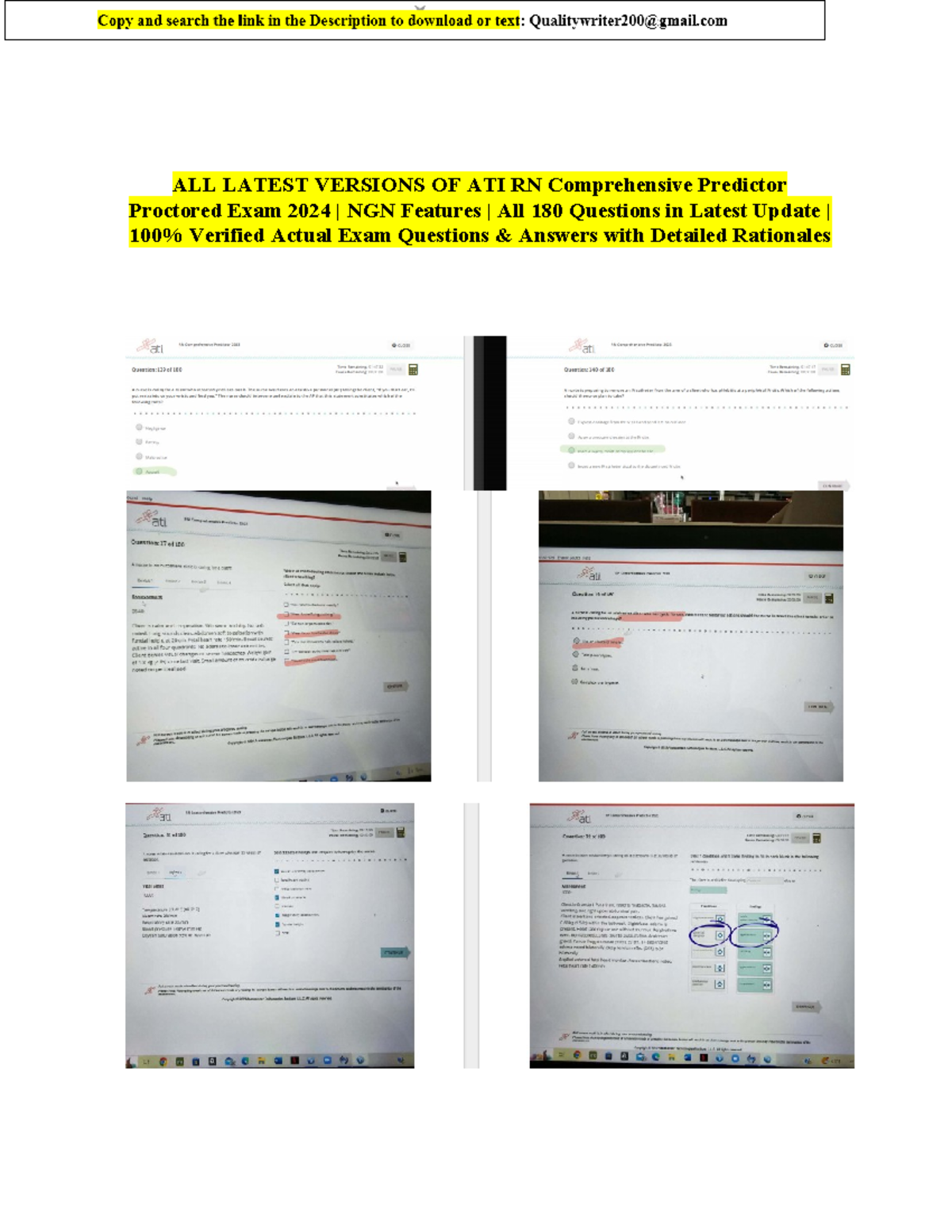 All 2024 RN ATI Comprehensive Predictor Proctored Exam with NGN Complete 180 Questions Recent ...