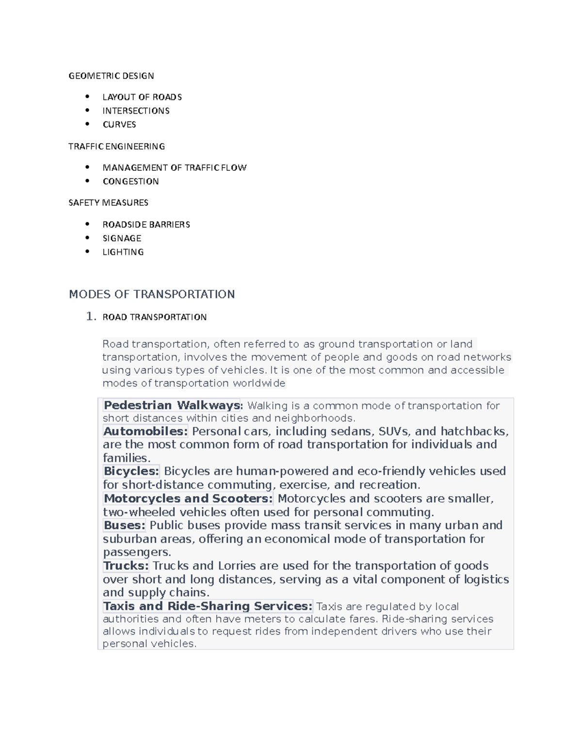 Highway AND Railroad Engineering Notes - GEOMETRIC DESIGN LAYOUT OF ...