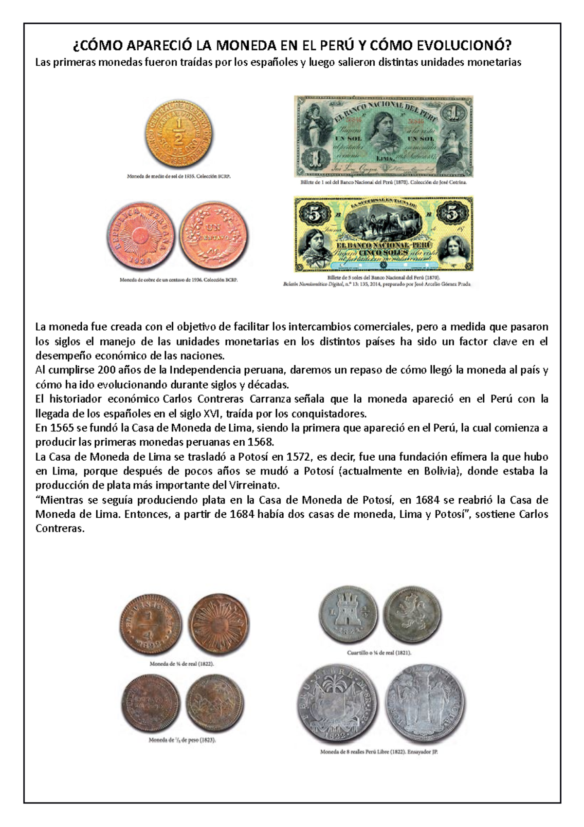 CÓMO Apareció LA Moneda EN EL PERÚ Y CÓMO Evolucionó - ¿CÓMO APARECIÓ ...