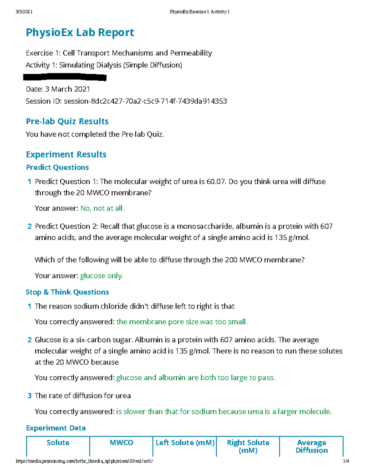Physio Ex Exercise 1 Activity 1 - PhysioEx Lab Report Exercise 1: Cell ...