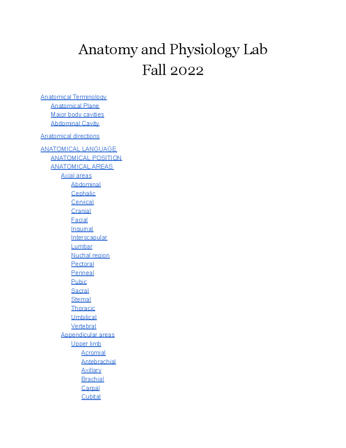 KAAP309L- anatomical term - Anatomy and Physiology Lab Fall 2022 ...