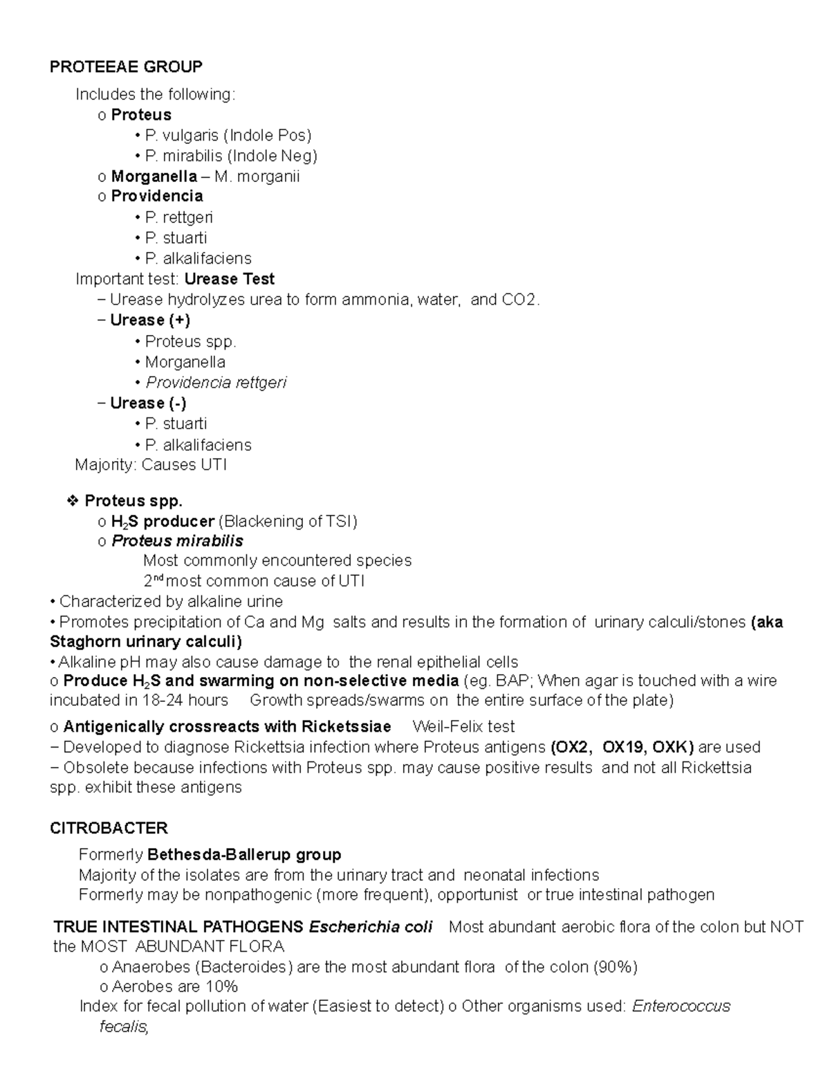 Proteeae Group - notes - PROTEEAE GROUP Includes the following: o ...