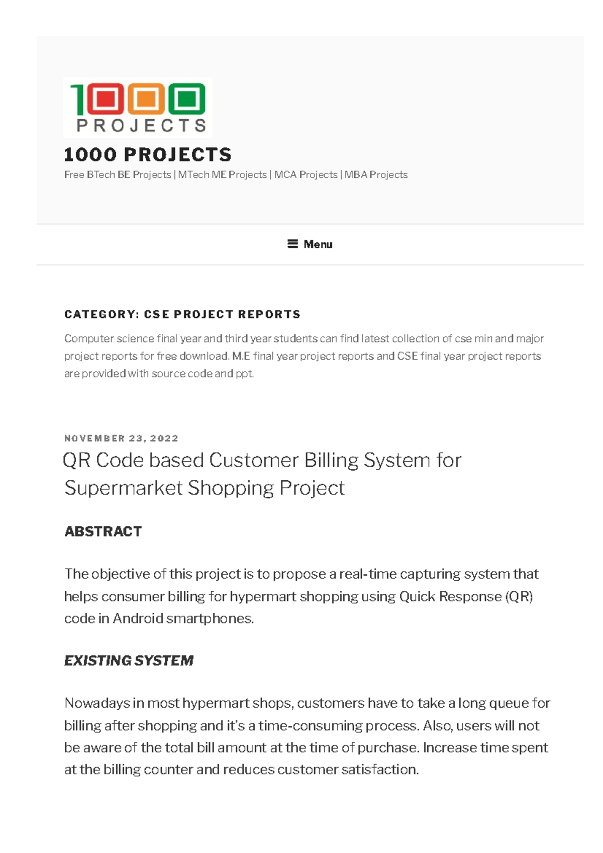 1000projects Org Projects Cse Project Reports Menu C At E G O R Y C S E P R O J E C T R E P O