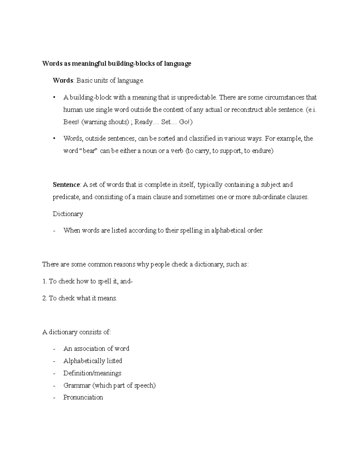 Summarize English Morphology 1 - Dictionary - Words as meaningful building-blocks of language ...