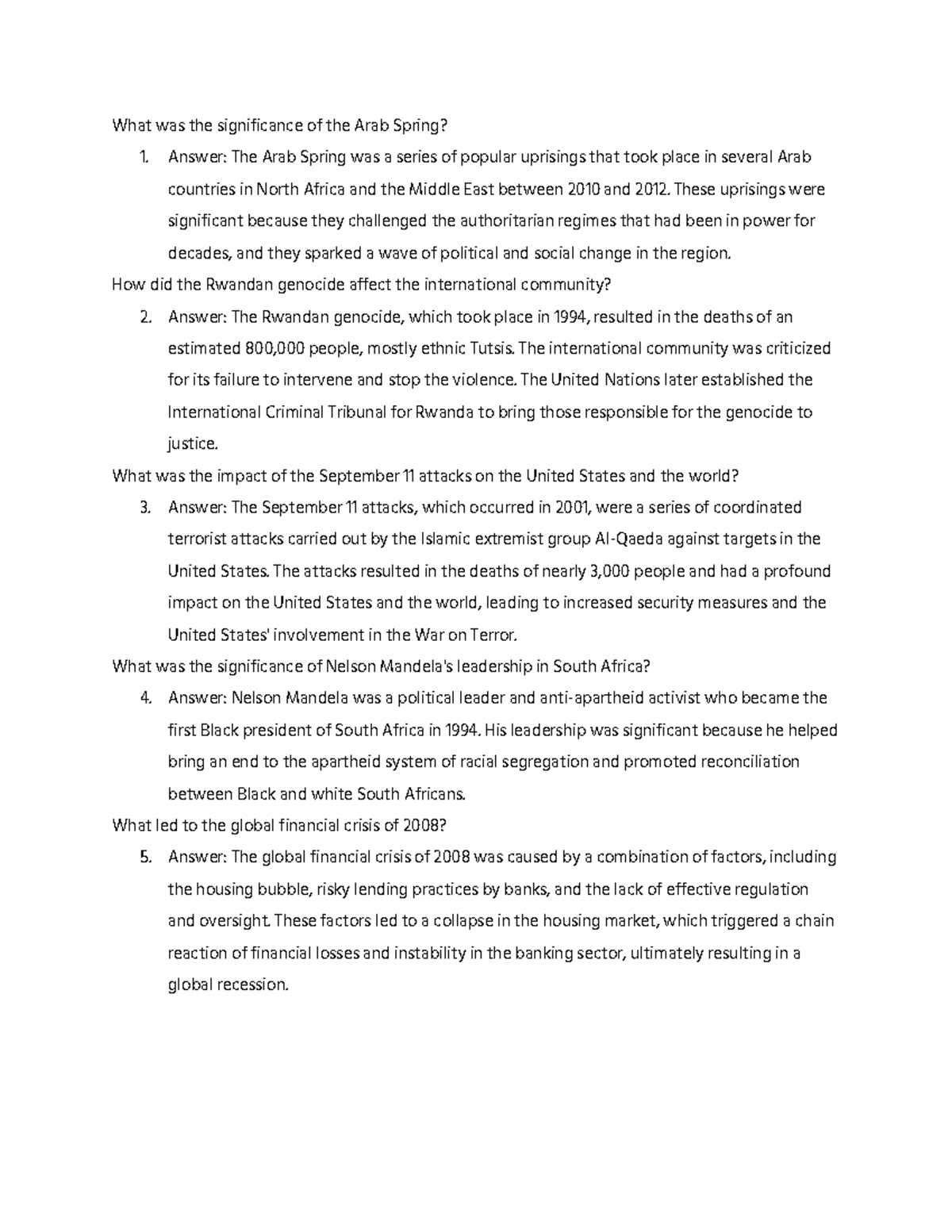 Chapter 15 Test Questions - What was the significance of the Arab ...