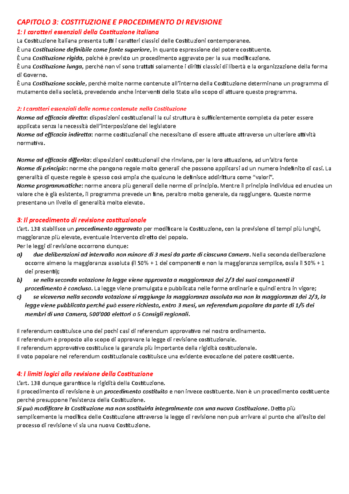 Appunti Istituzioni di Diritto Pubblico: "Costituzione e procedimento ...