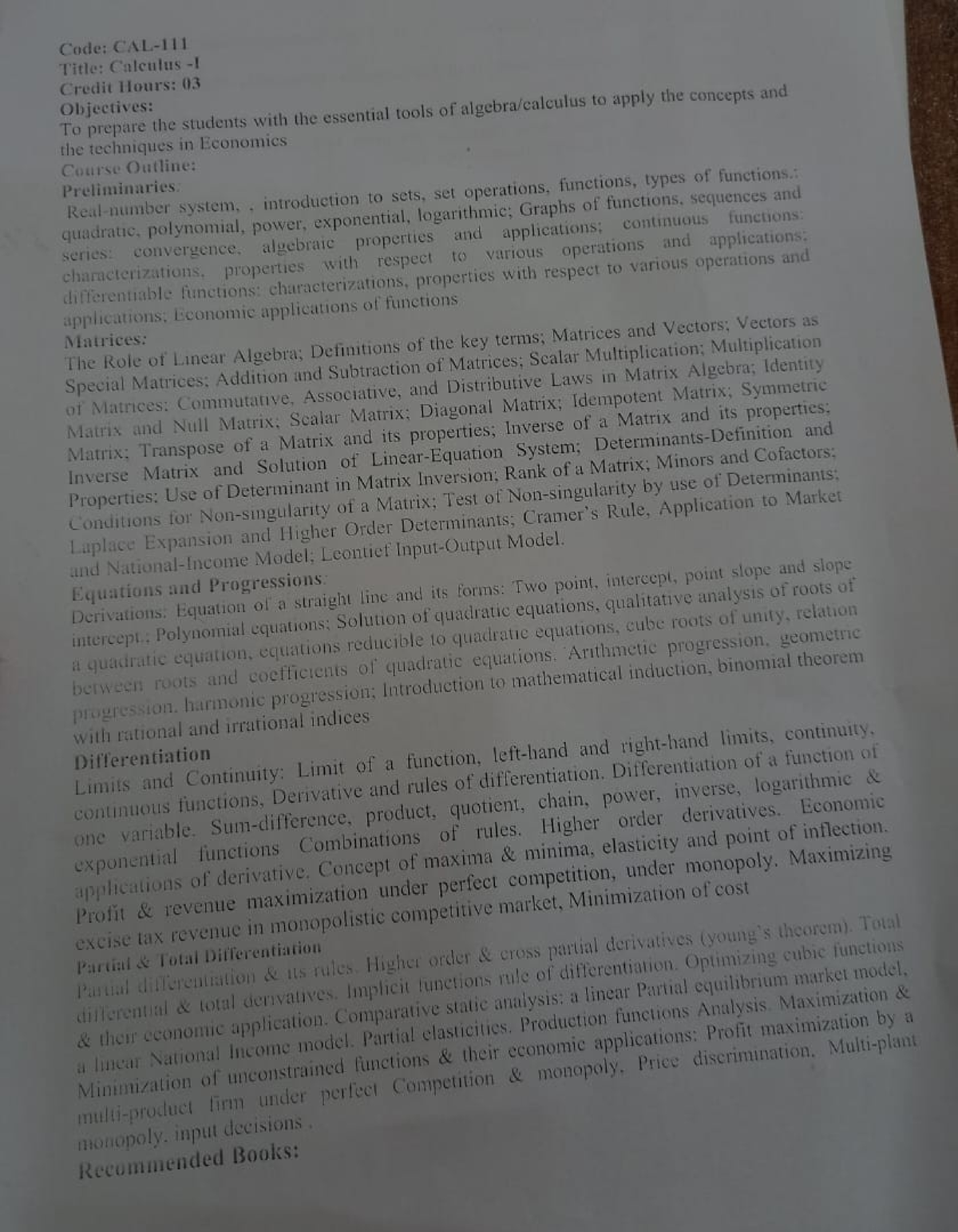 Calculus 1 course outline - Civil engineering - Studocu