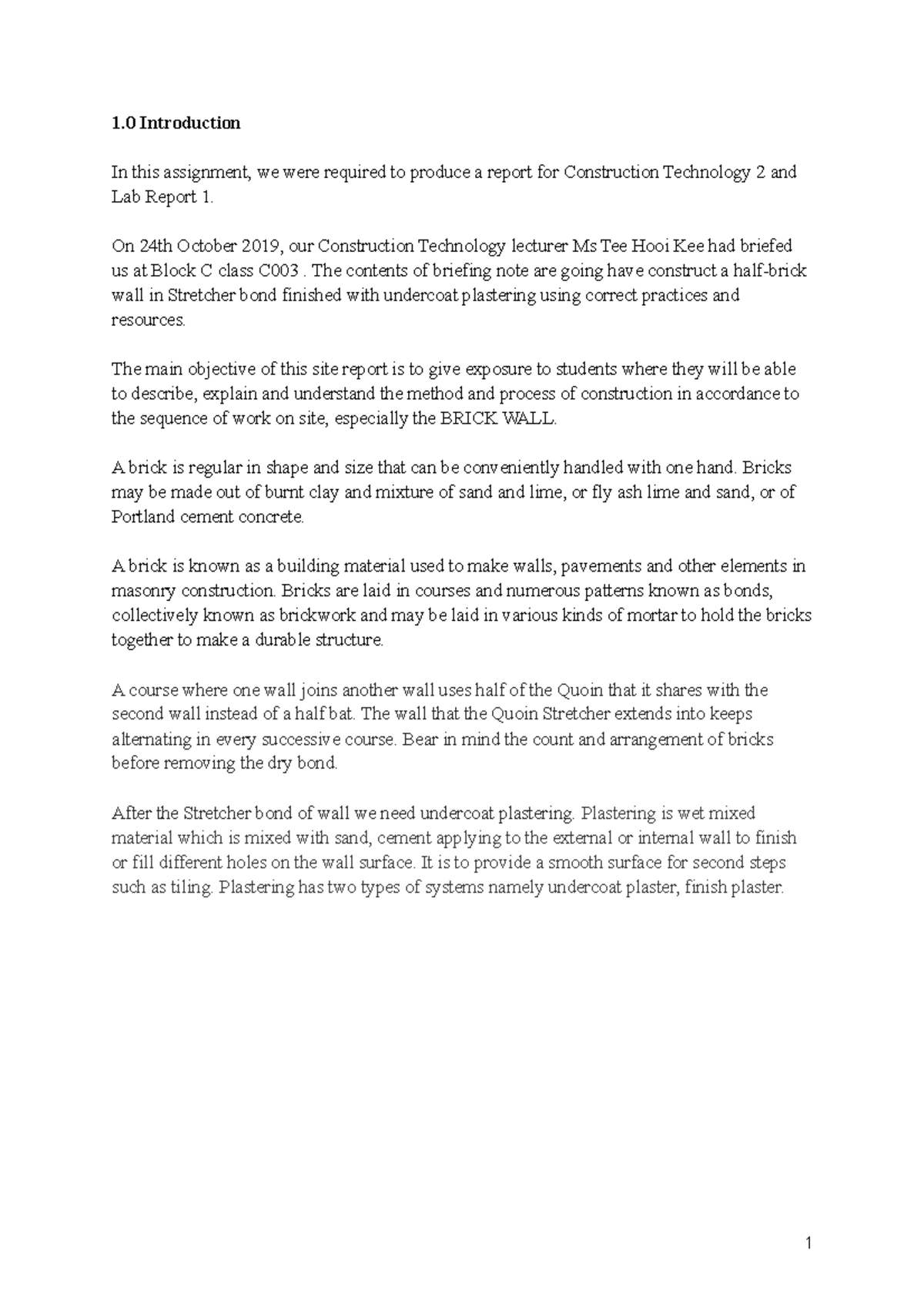 CT Lab Report 1 (brickwall) - 1 Introduction In this assignment, we ...