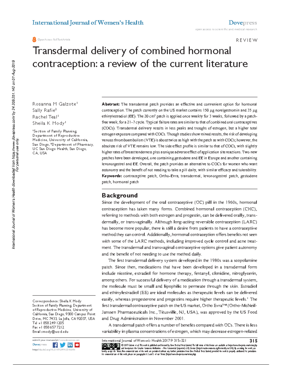 4.- transdermal contraception galzote 2017 - © 2017 Galzote et al. This ...