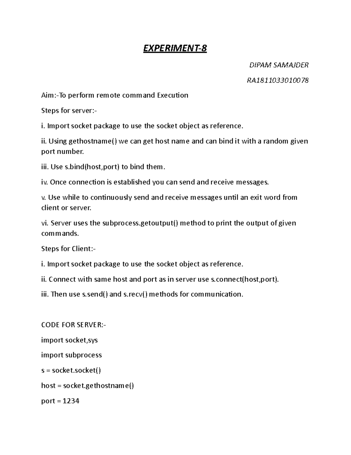 Experiment-8 - Important practical - Computer Networks - Studocu