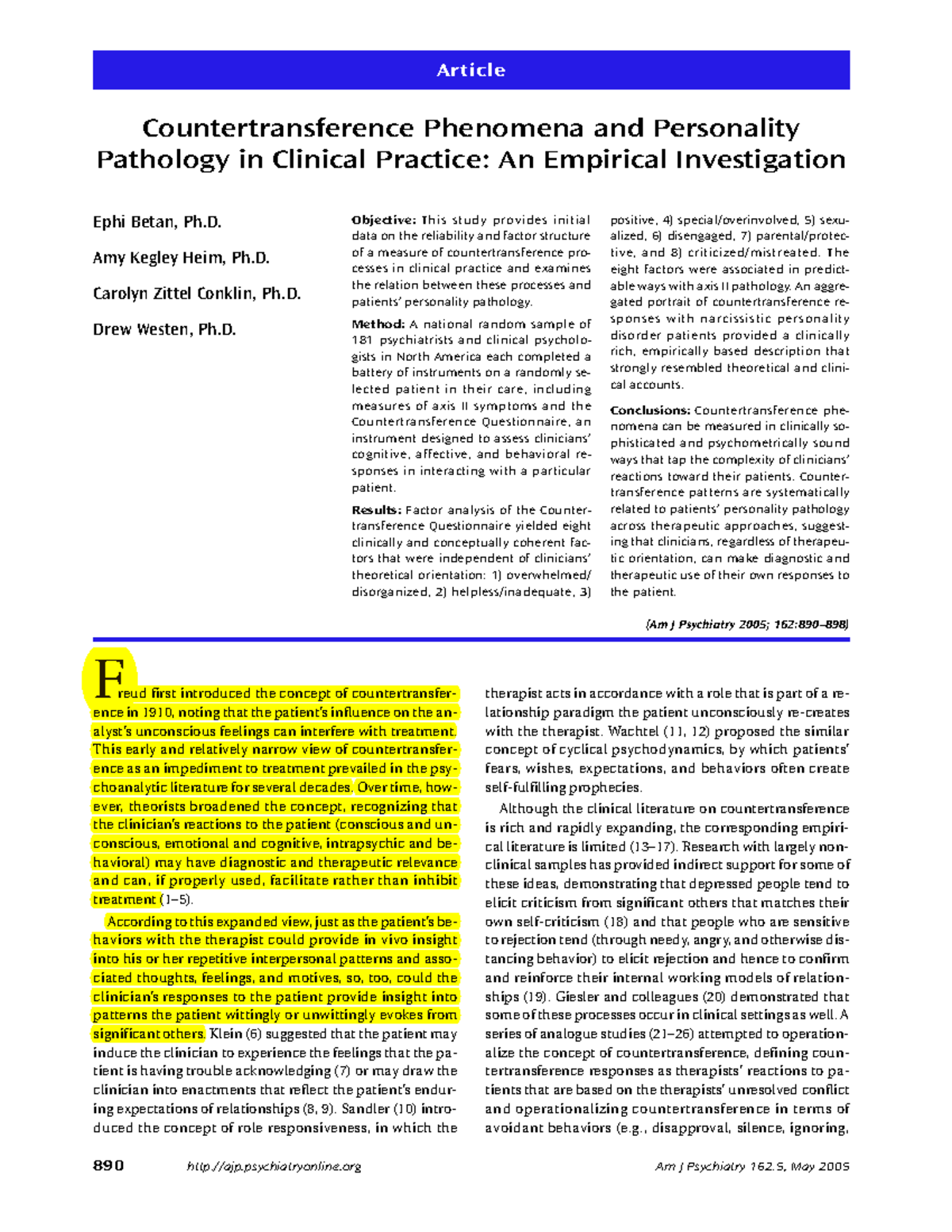 Betan et al 2005 - spero siano utili - Article 890 ajp.psychiatryonline ...