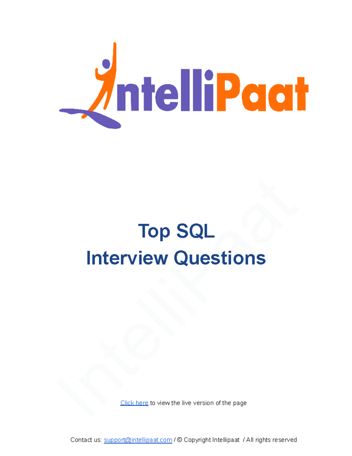 Sql Iq Sql Notes Intellipaat Top Sql Interview Questions Click Here