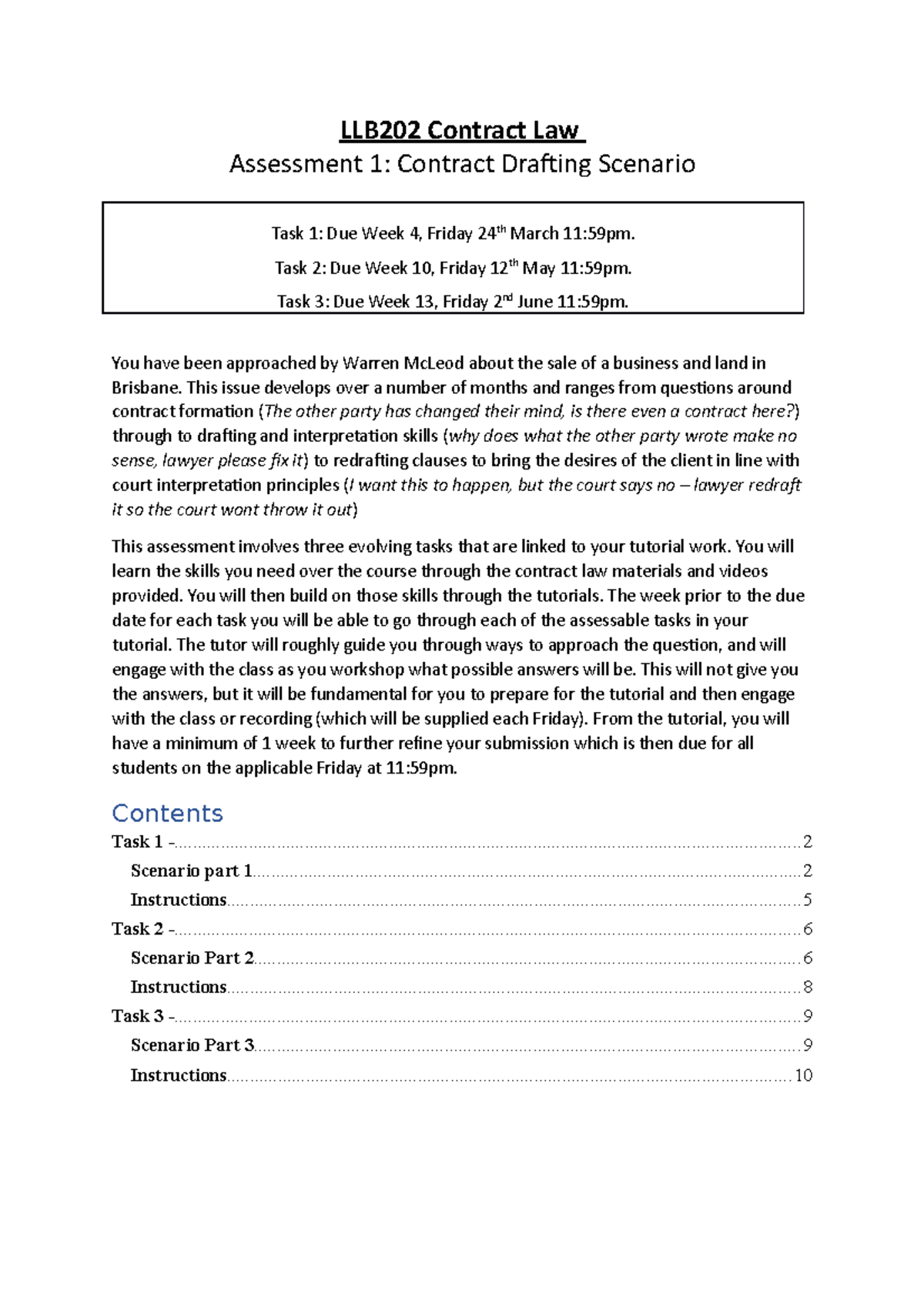 Assess LLB202 Contract Drafting Scenario-3 - LLB202 Contract Law ...