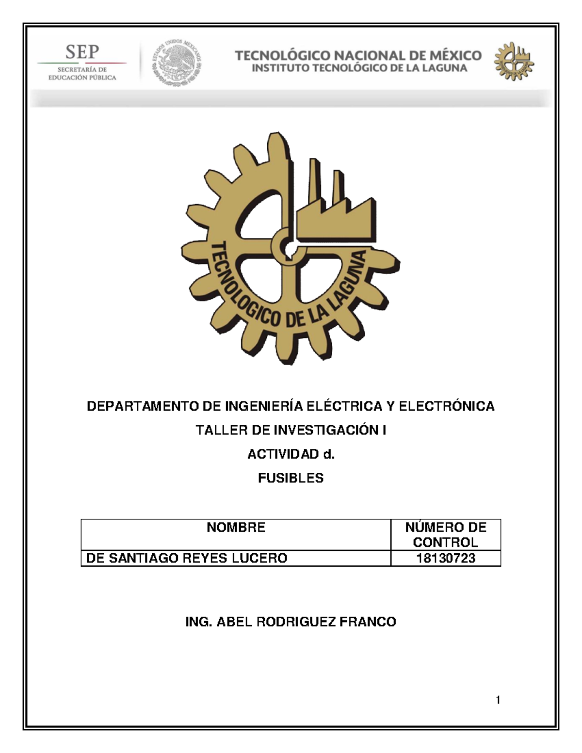 Act d. Fusibles - Nota: A - Warning: TT: undefined function: 32 DEPARTAMENTO DE INGENIERÍA ...