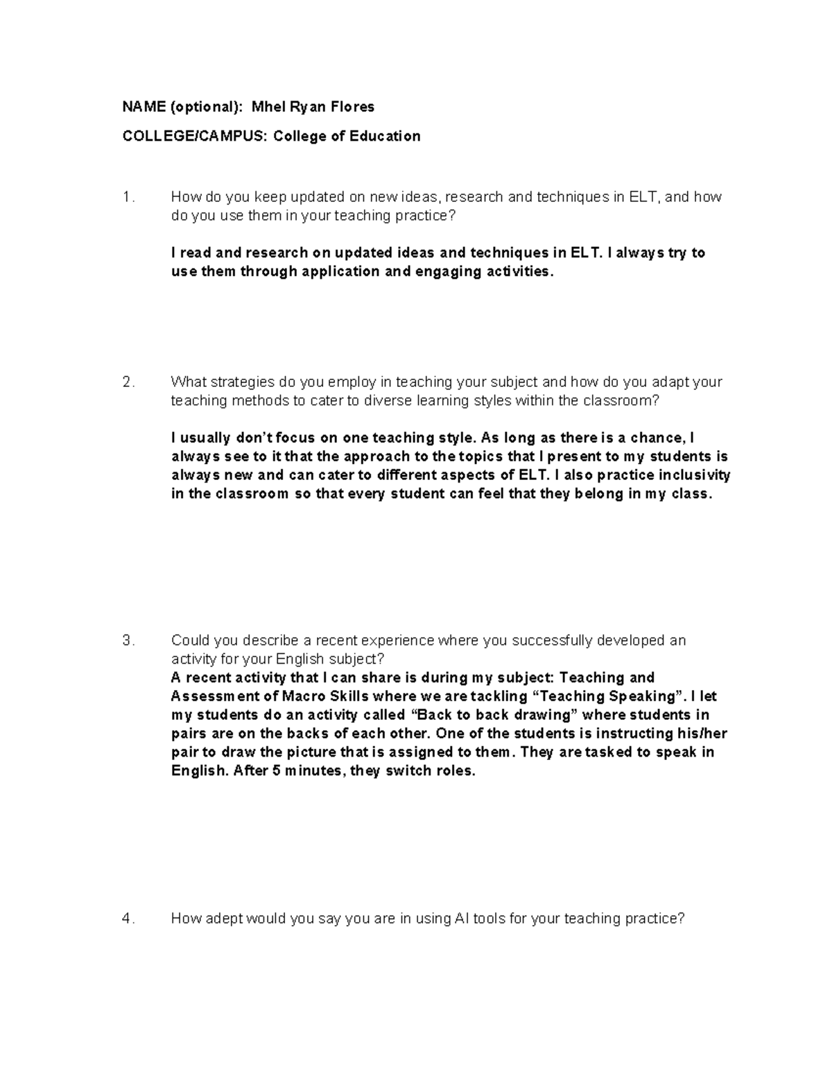 Teacher-Perspectives-on-AI-Language Teaching - NAME (optional): Mhel ...