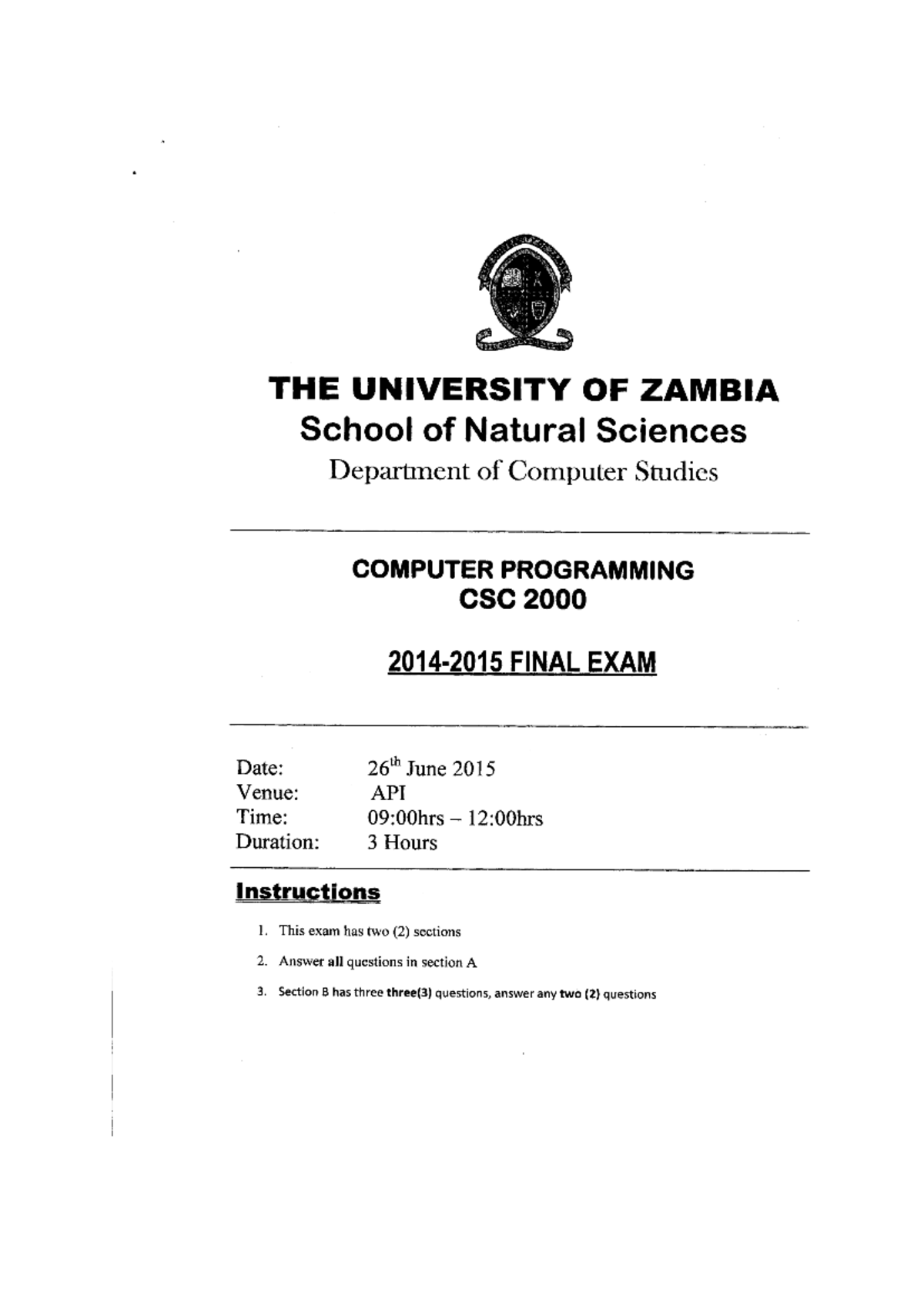 Computer programming 2014-2015 - Programming Fundamentals - Studocu