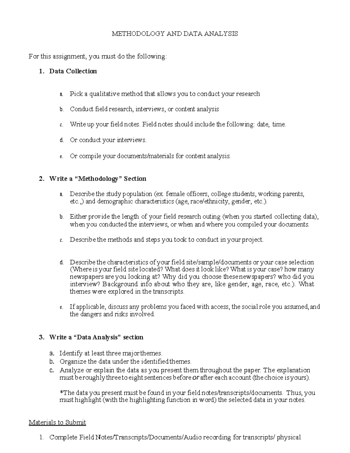 2024 - Methods and Analysis portion - METHODOLOGY AND DATA ANALYSIS For ...