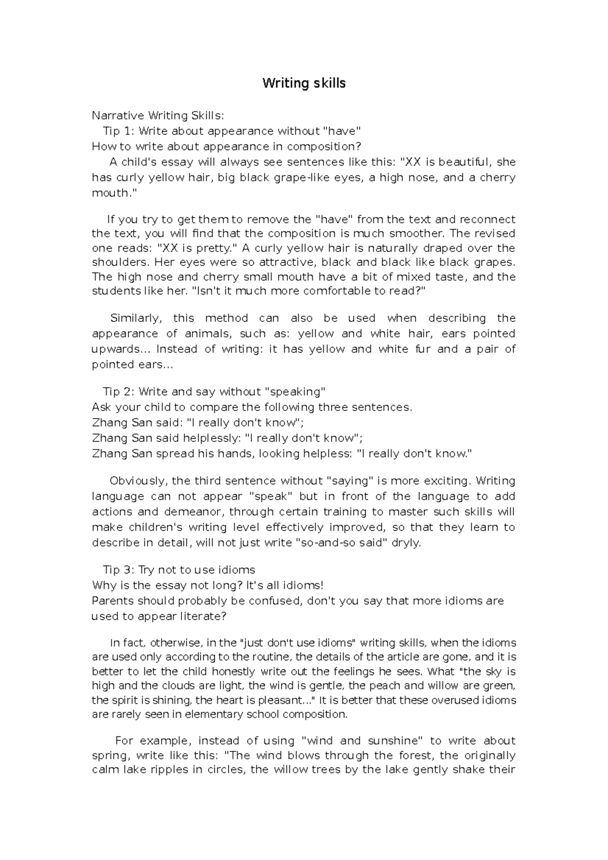 Narrative Writing Skills - Writing skills Narrative Writing Skills: Tip ...