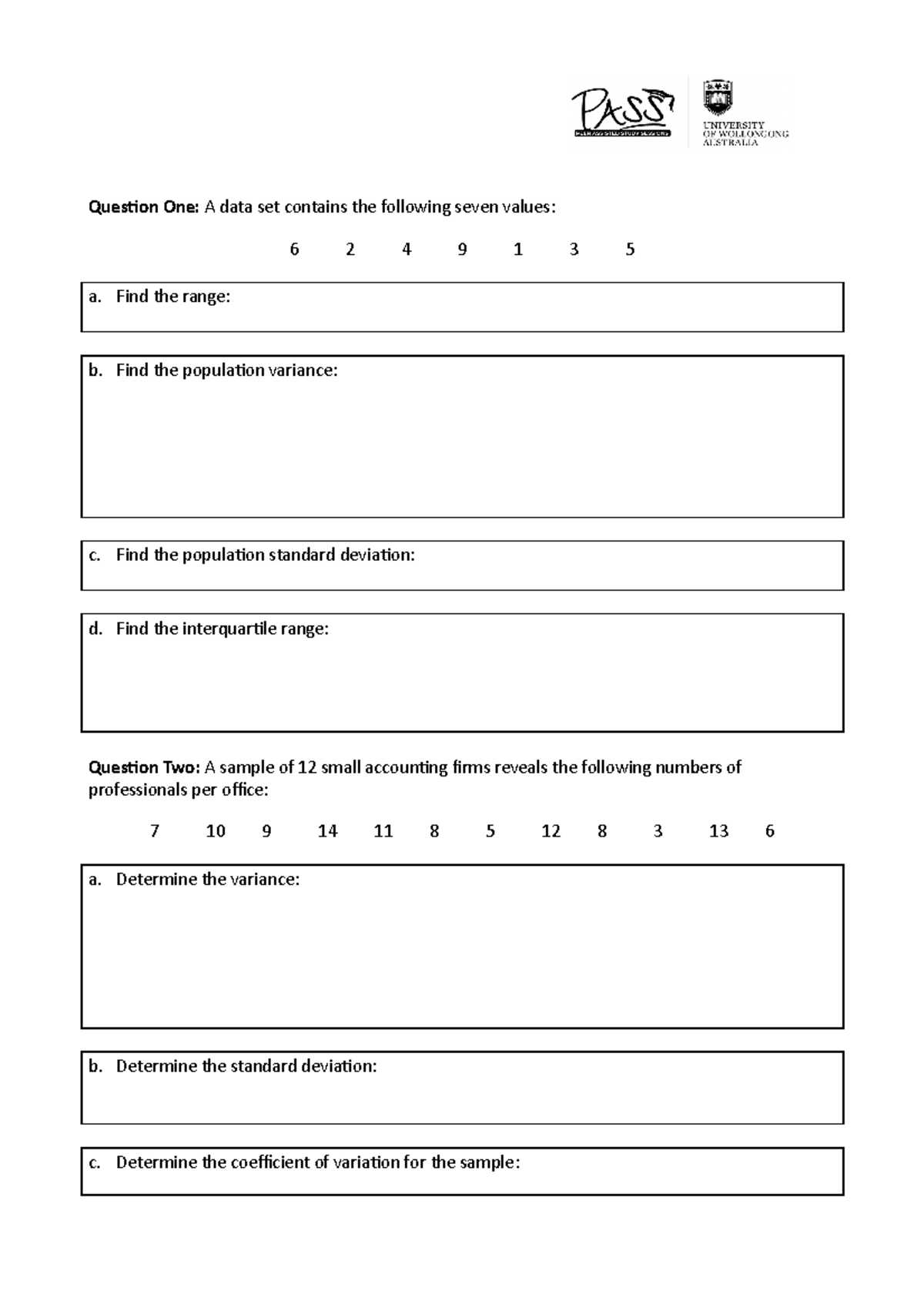 Chapter 3 PASS Answers - practice questions calculating mean, range ...