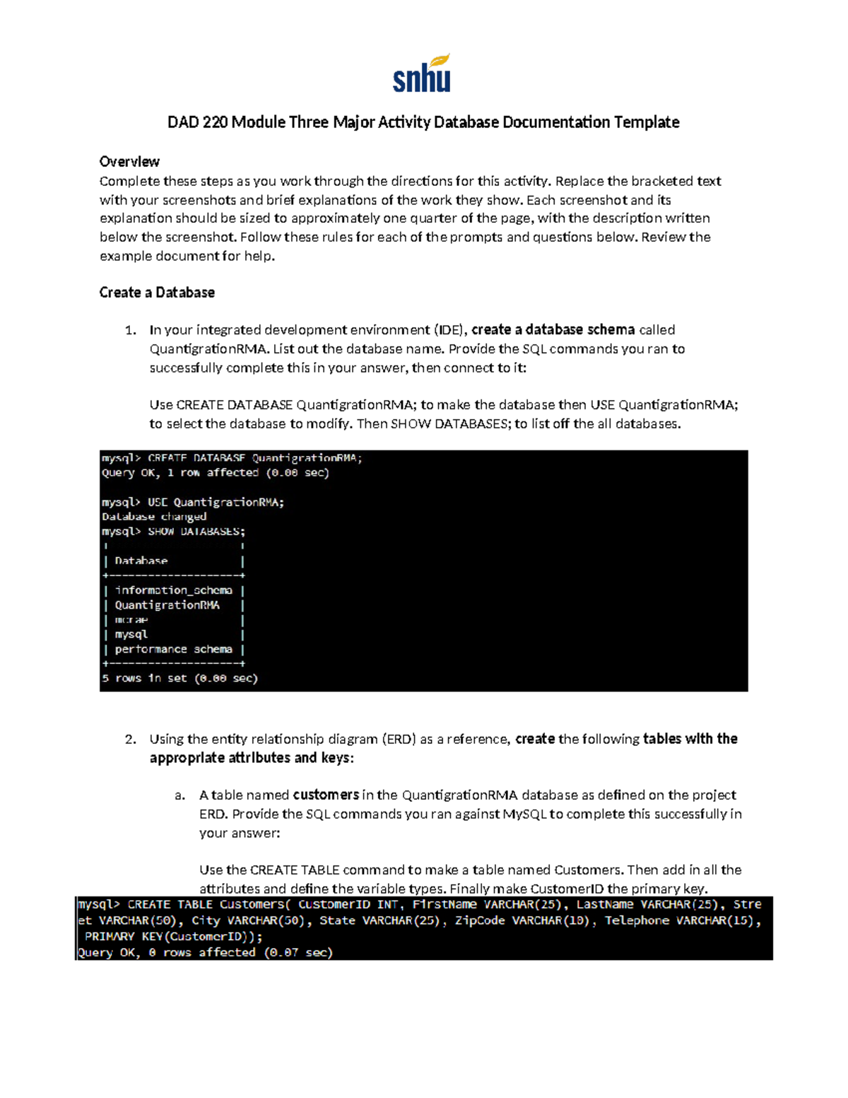 Mc Rae Major Activity - Module 3 Assignment - DAD 220 Module Three ...