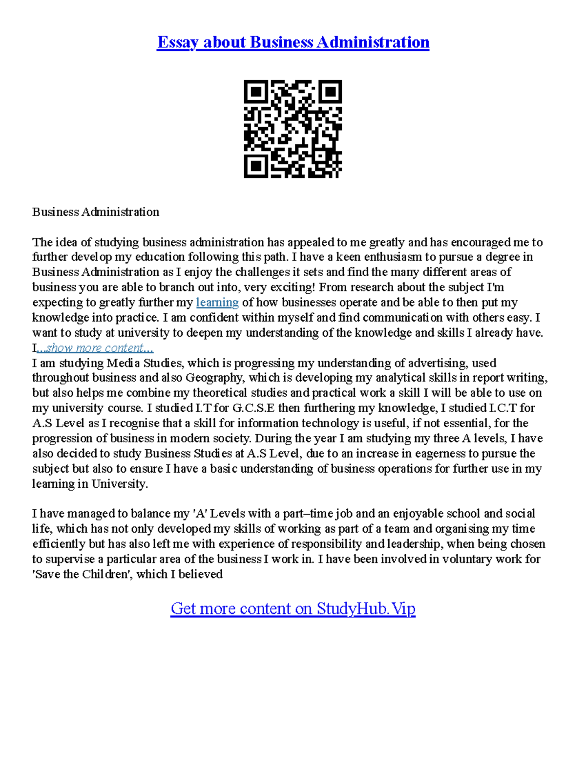 Analytical Expository Essay Example - Essay about Business ...