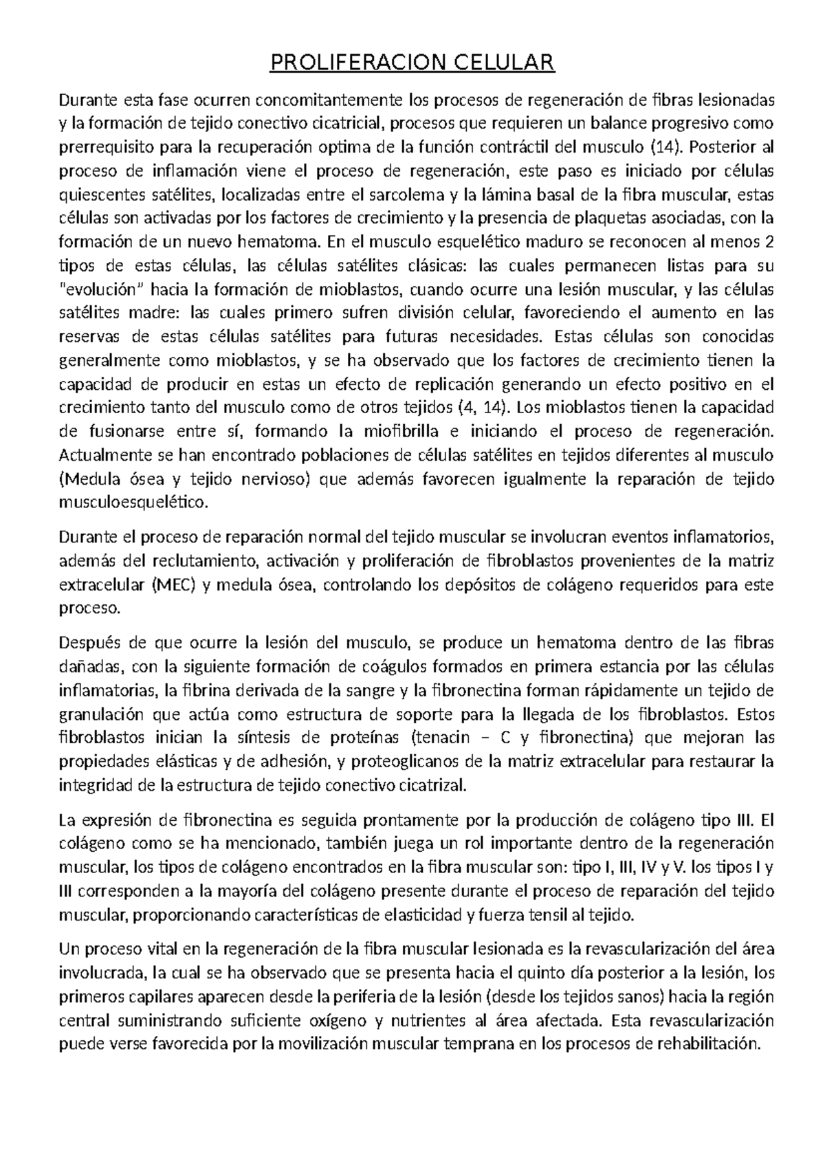 Proliferacion Celular - PROLIFERACION CELULAR Durante esta fase ocurren ...