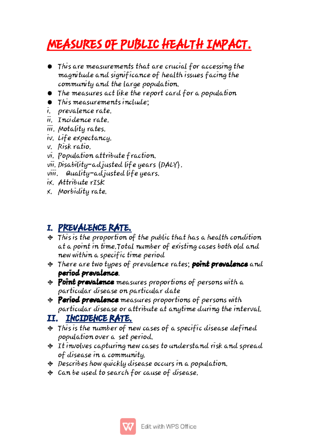 Measures OF Public Health Impact - MEASURES OF PUBLIC HEALTH IMPACT ...