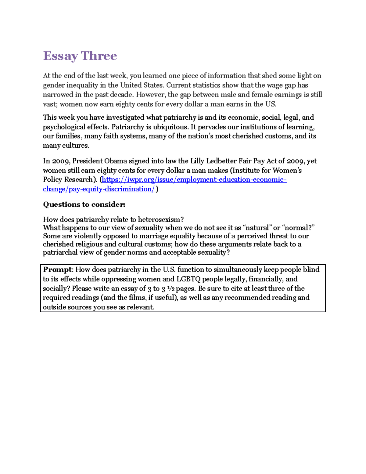 S20RCGEssay 3 - Practice material for stats - Essay Three At the end of ...