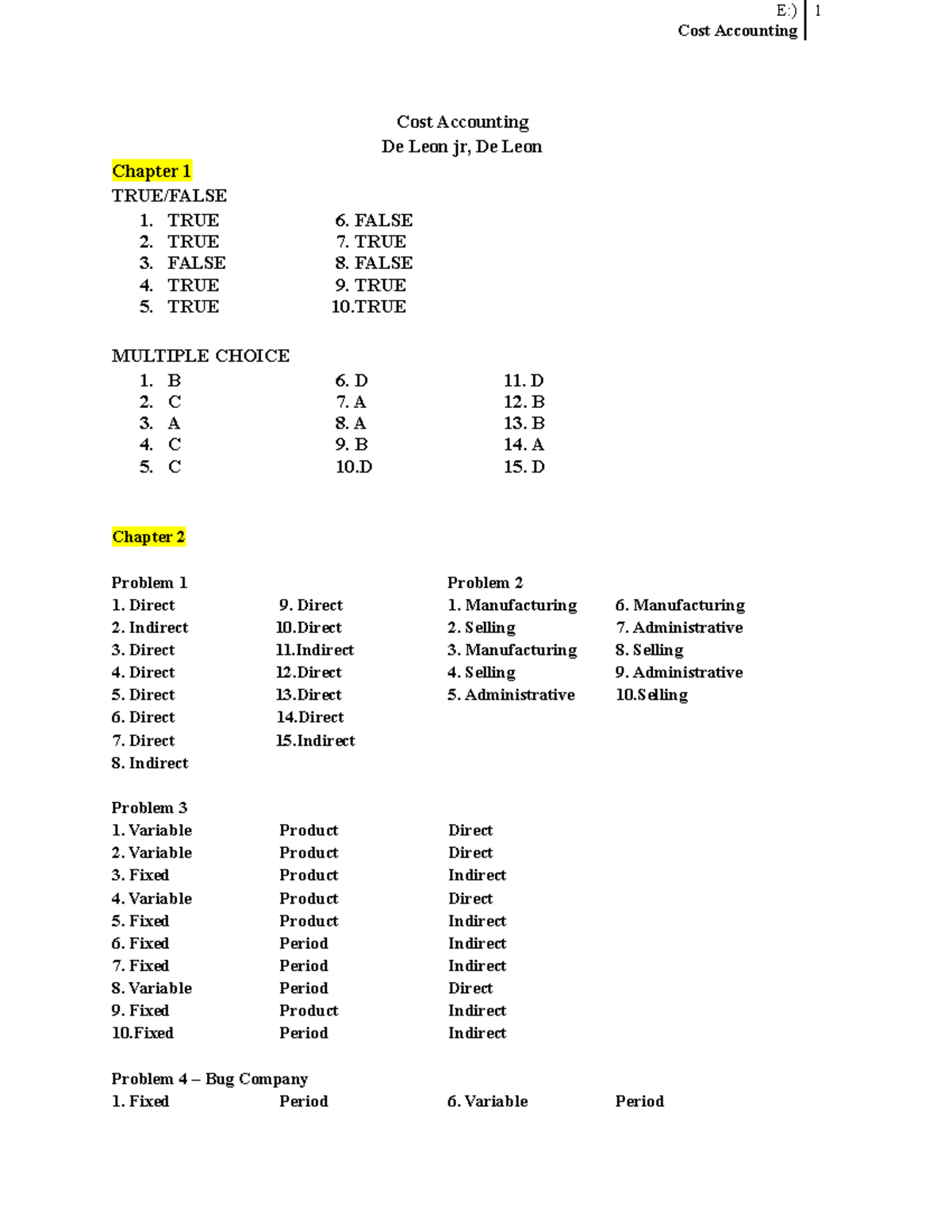 Cost Accounting - BS accountancy - Studocu