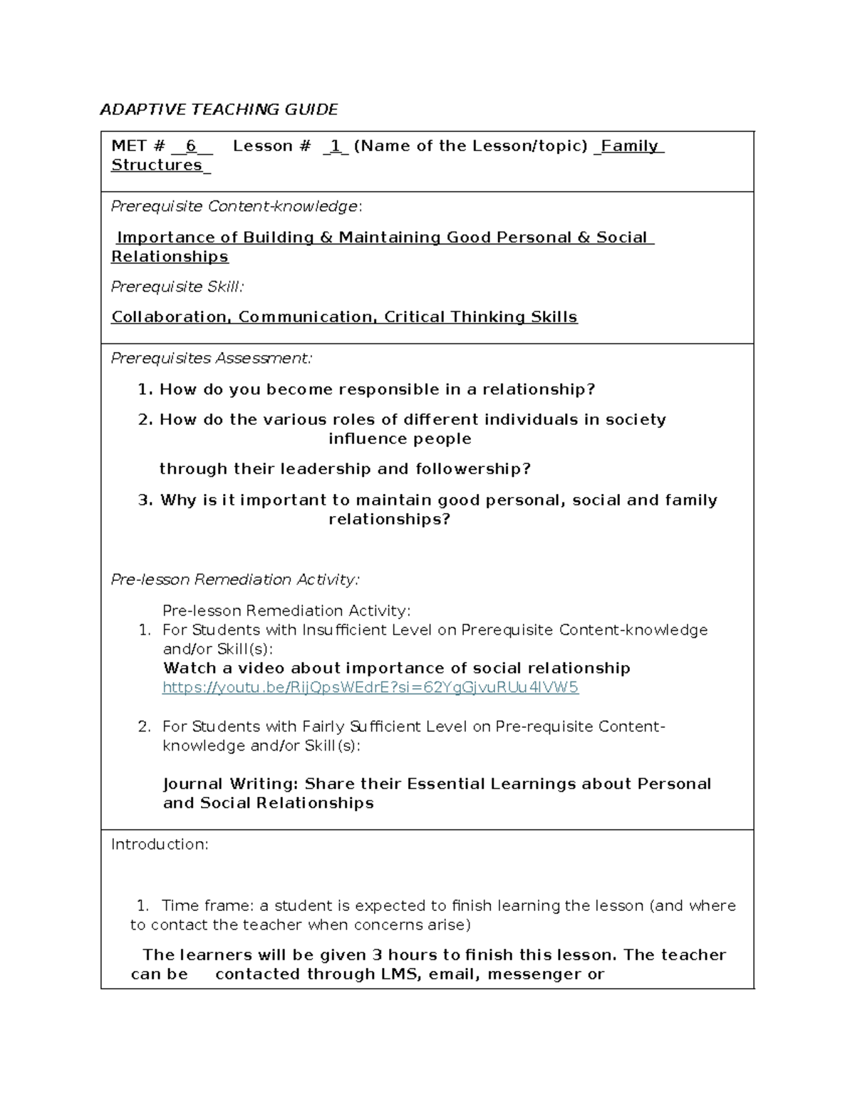 Family Structures by the modern Family - ADAPTIVE TEACHING GUIDE MET ...