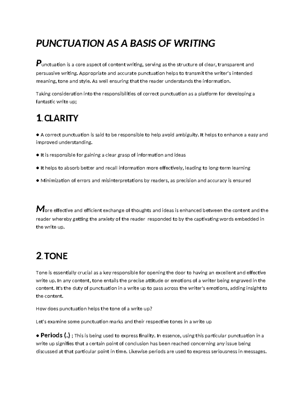 Punctuation - Assignment - PUNCTUATION AS A BASIS OF WRITING ...
